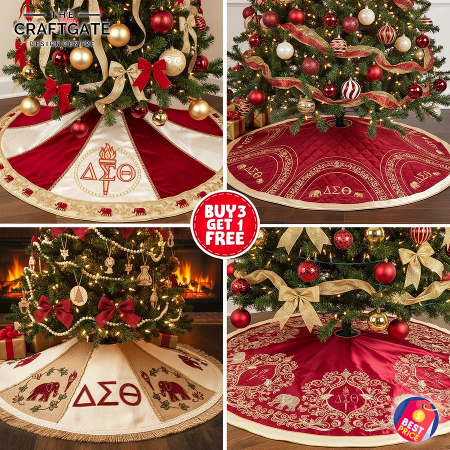 Delta Sigma Theta Embroidered Christmas Tree Skirt - Limited Edition Holiday Collection